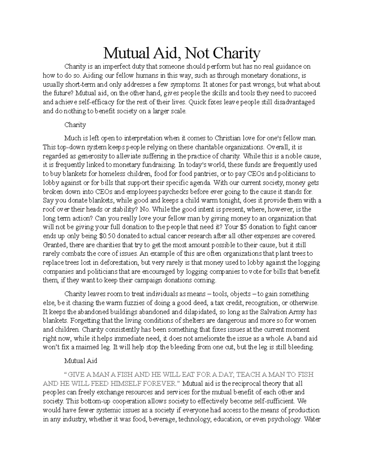 Mutual Aid - Grade: A - Mutual Aid, Not Charity Charity is an imperfect ...