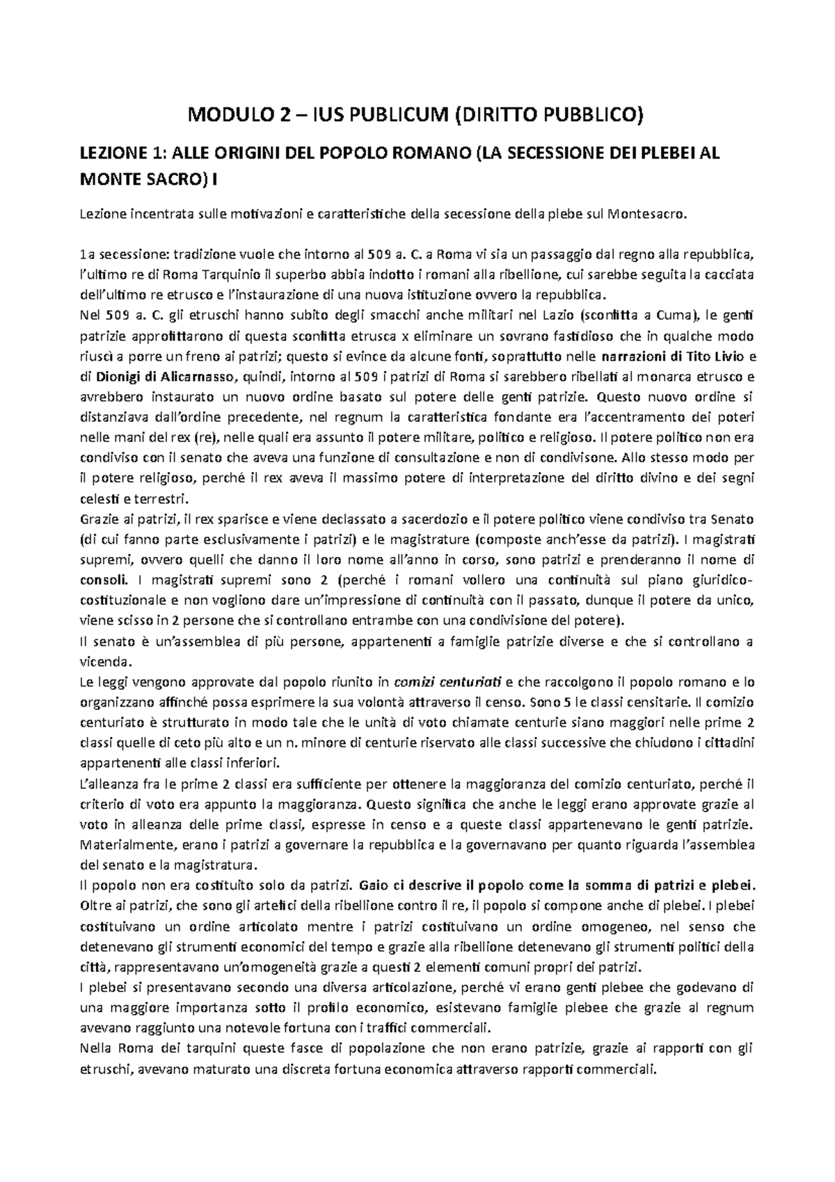 Lezione ius publicum - MODULO 2 – IUS PUBLICUM (DIRITTO PUBBLICO ...