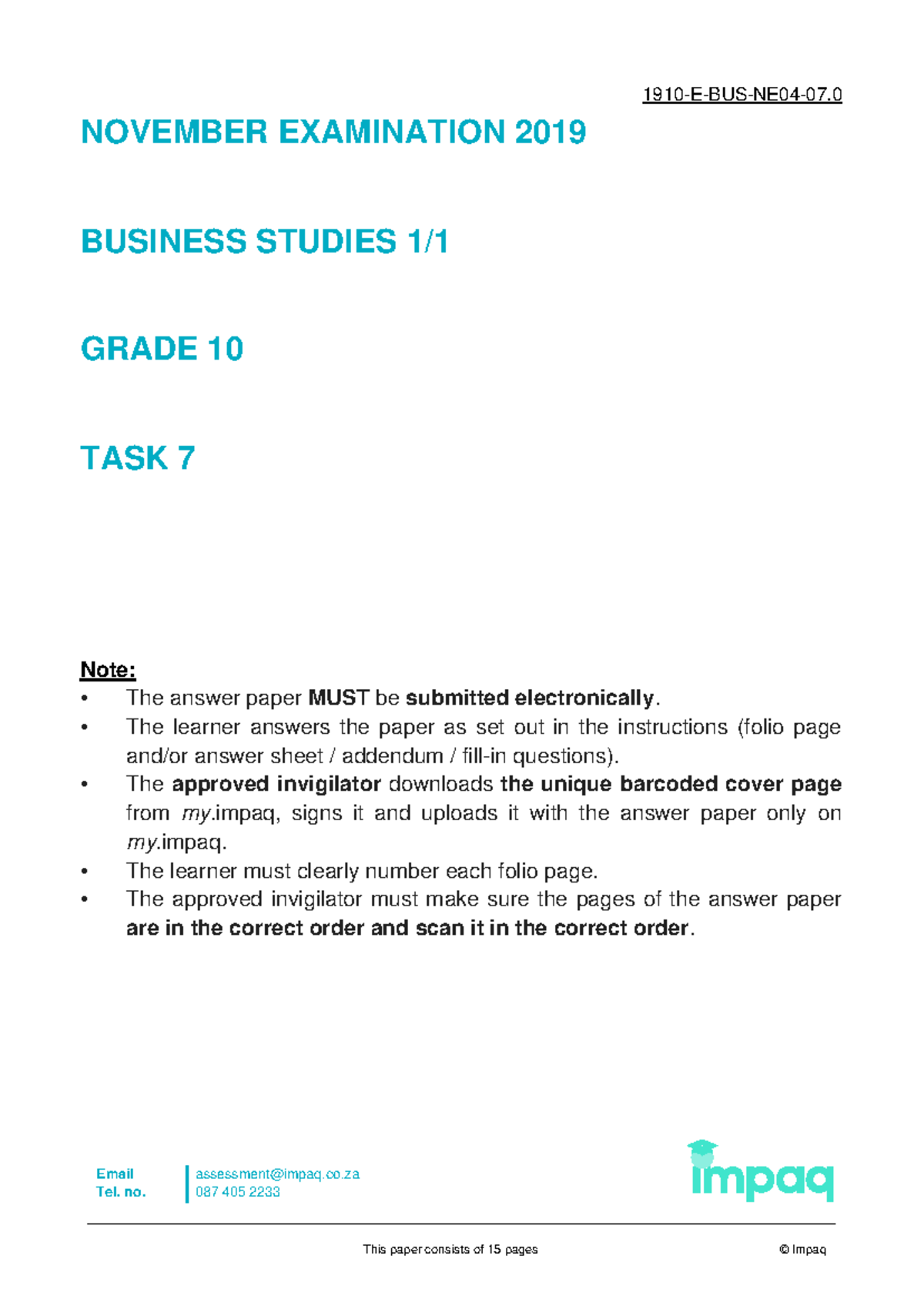 2019-BS-Grade 10-November Exam - Paper 1 - Email assessment@impaq.co ...