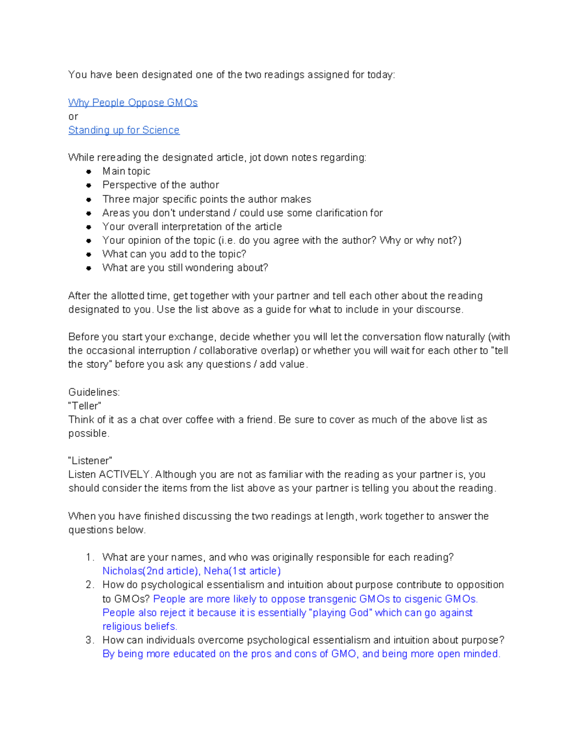 Copy of GMO Readings - Introduction to genetically modified organisms ...