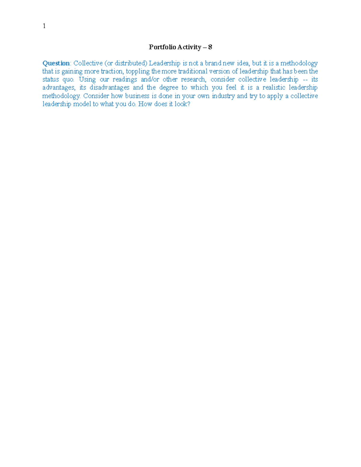 Portfolio Activity - 8, BUS5411 - BUS 5411 - UoPeople - Studocu