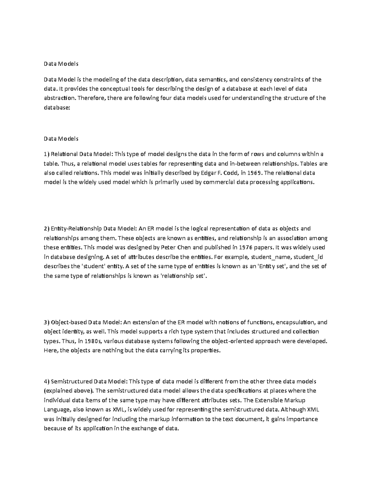 Data Models-WPS Office - Data Models Data Model is the modeling of the ...