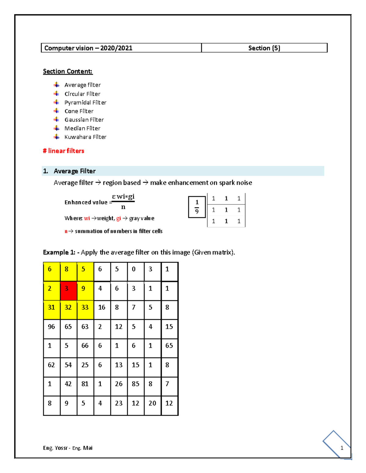 Computer Vision Section (5)-4CS - Computer vision – 2020/2021 Section ...