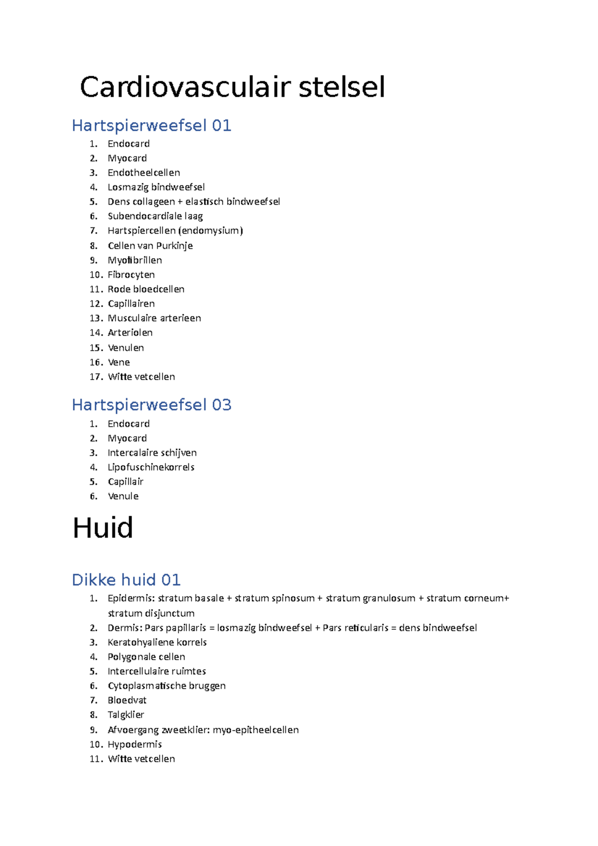 Alle structuren opgelijst - Cardiovasculair stelsel Hartspierweefsel 01 ...