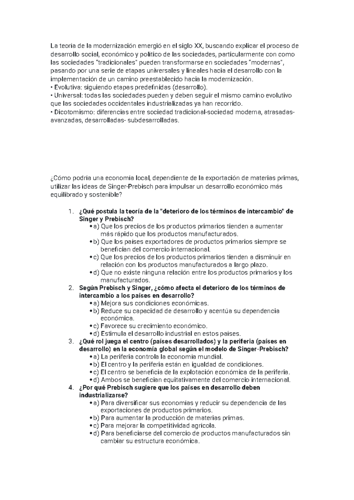 La teoría de la modernización emergió en el siglo XX - La teoría de la ...