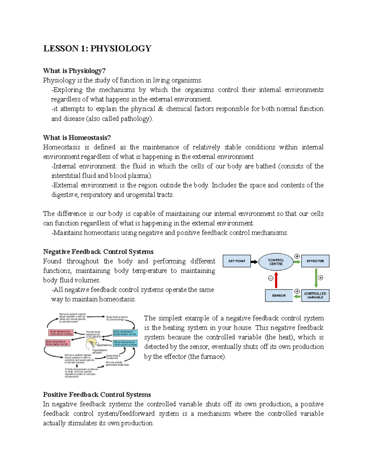 Lesson 1 Physiology - LESSON 1: PHYSIOLOGY What is Physiology ...