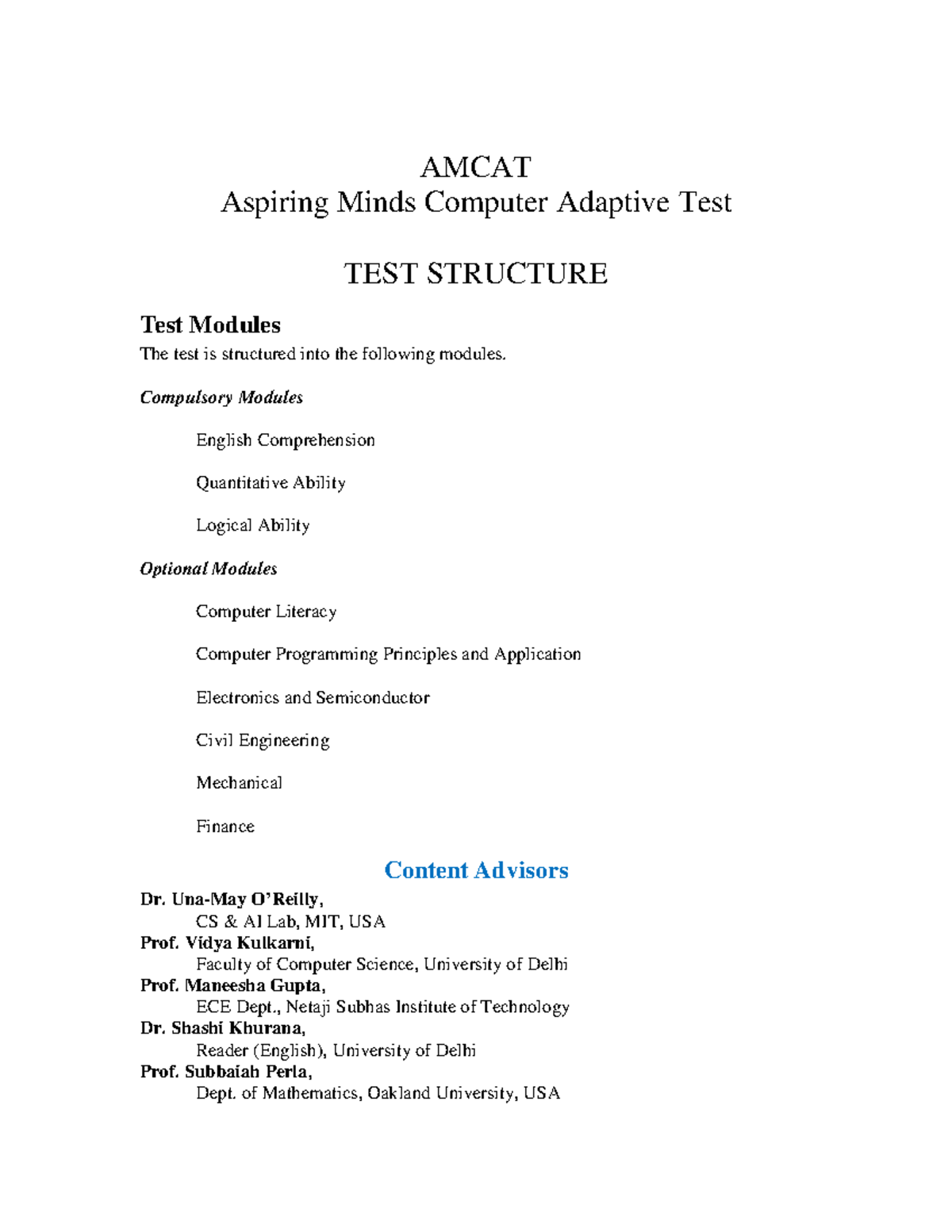 Amcat Test Syllabus - Summary Bachilor of computer application - AMCAT ...