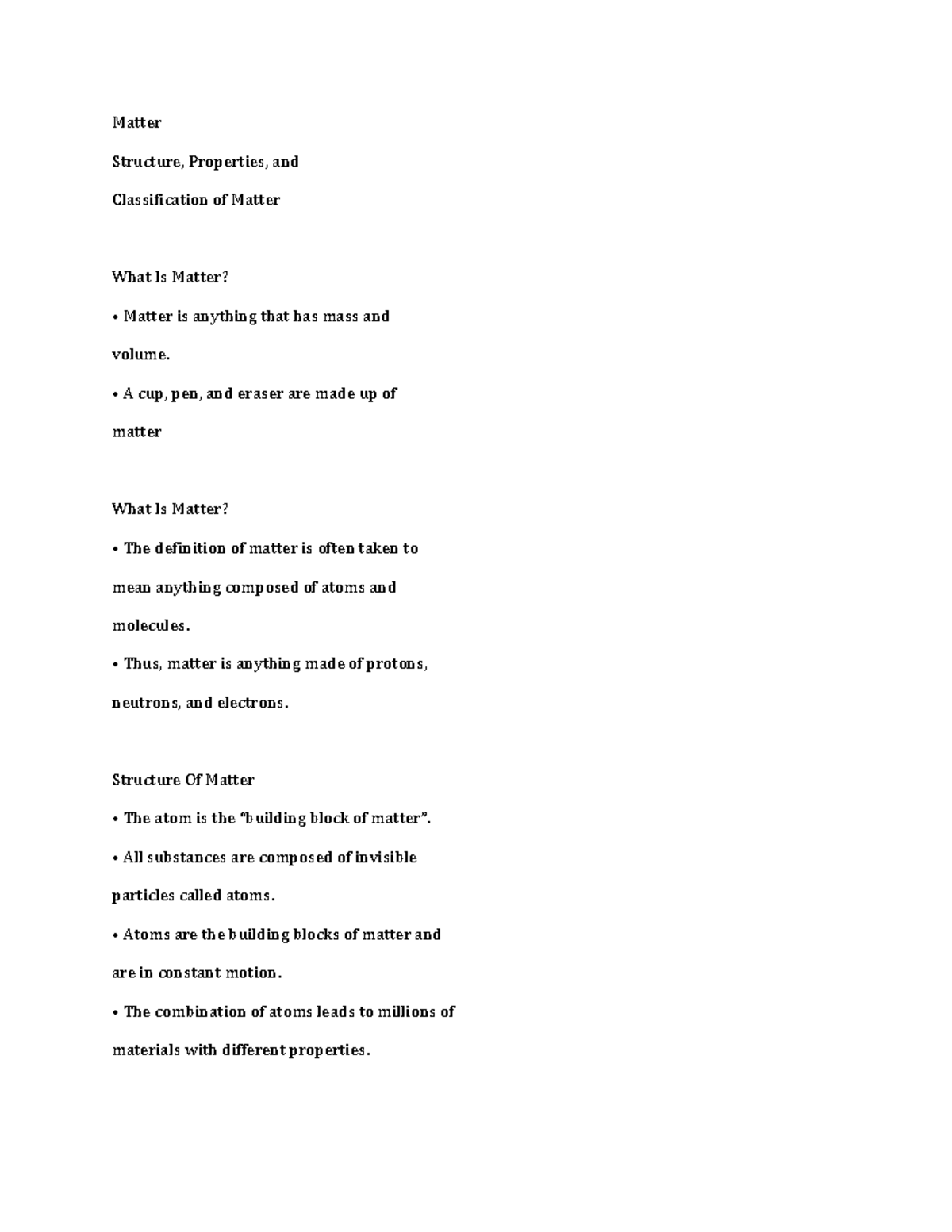 Phy Scie-Matter-Reviewer - Matter Structure, Properties, and ...