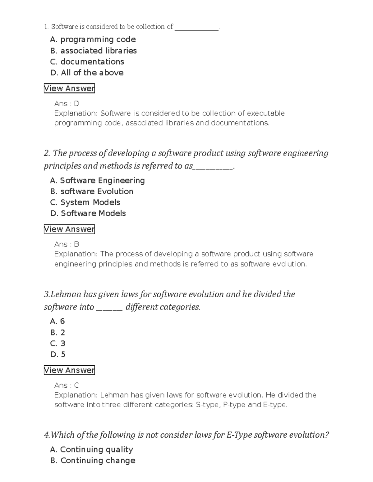 Unit 1 & 2 MCQ - vsdf - 1. Software is considered to be collection of ...
