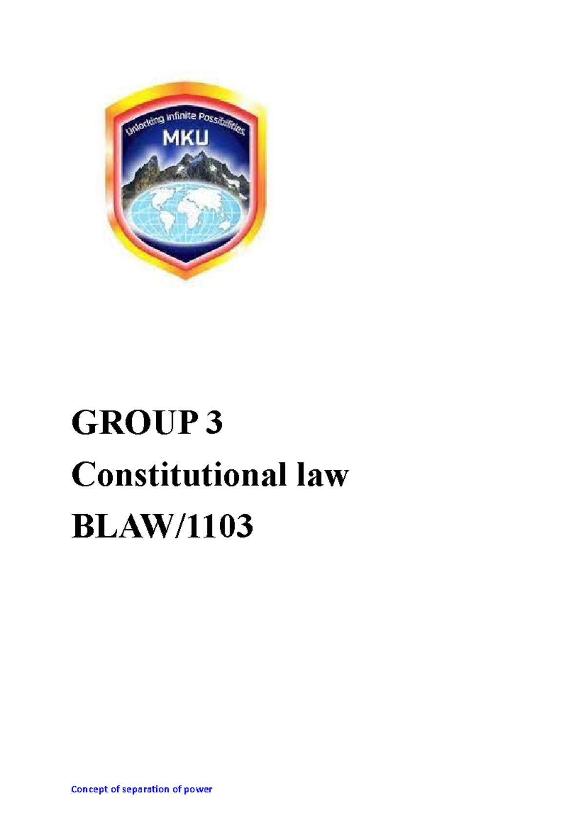 Separation of power - GROUP 3 Constitutional law BLAW/ Sidney Nyamwaya ...