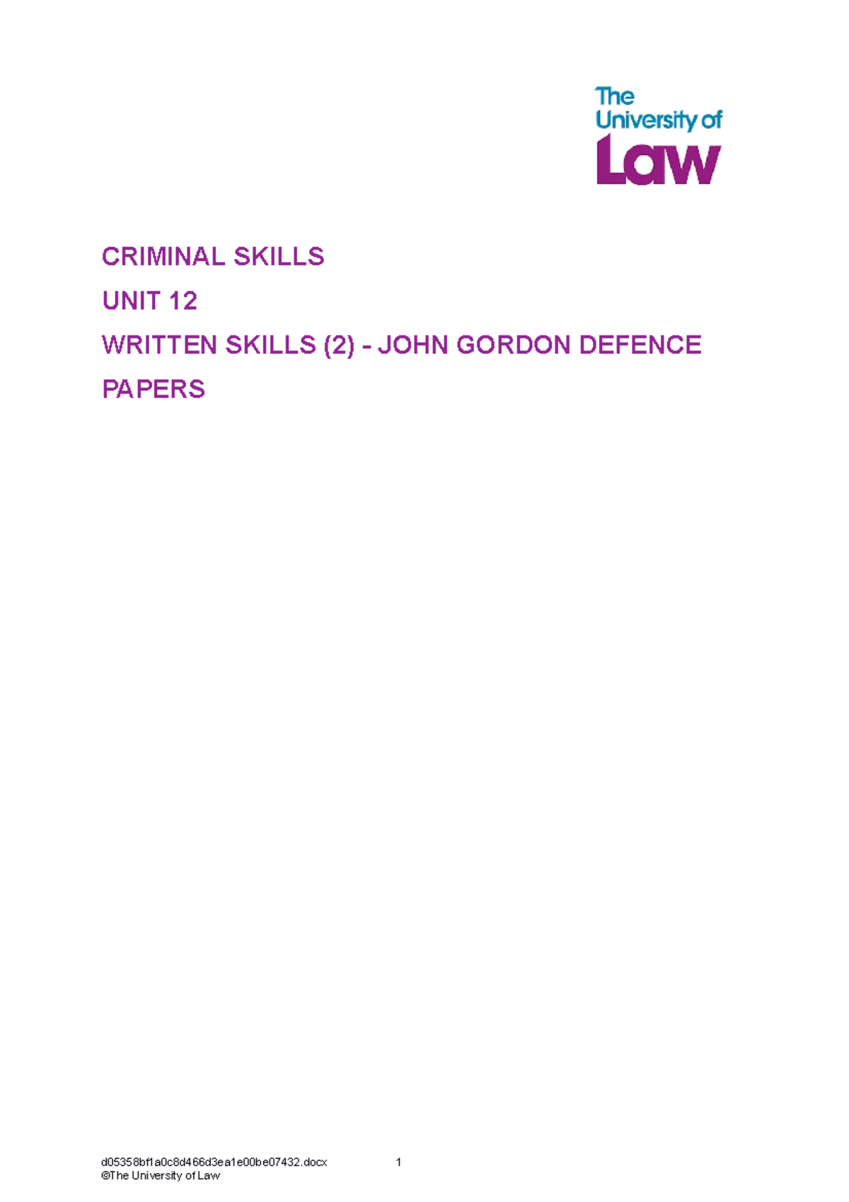 2223 skill crim unit12 ce01 gordon defence papers - CRIMINAL SKILLS ...