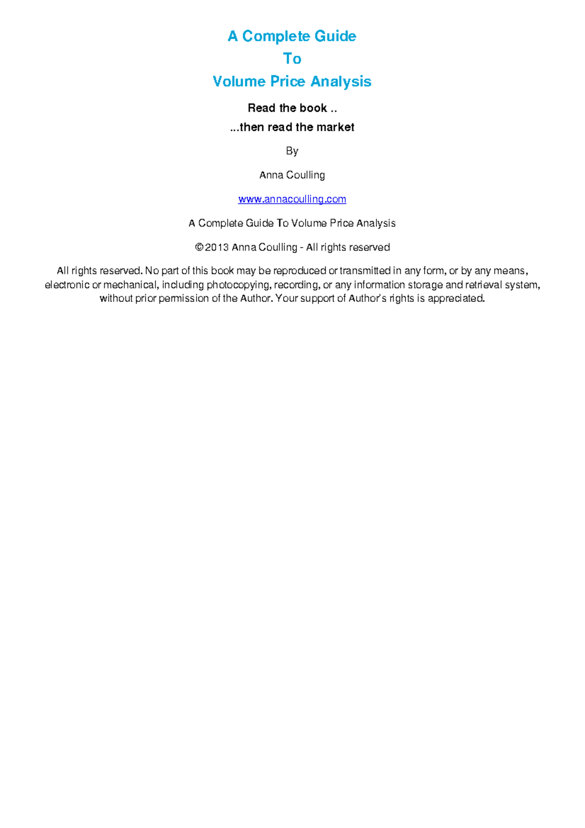 A Complete Guide To Volume Price Analysis 2013 - A Complete Guide To ...