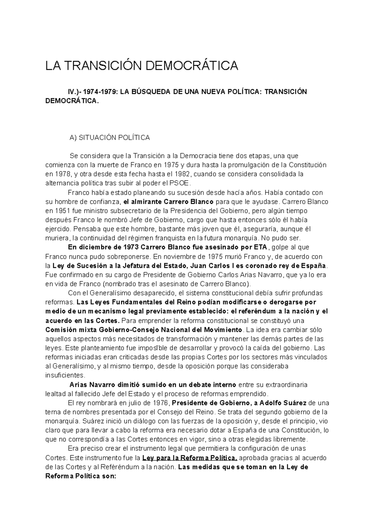 Transición Democrática - LA TRANSICIÓN DEMOCRÁTICA IV.)- 1974-1979: LA ...
