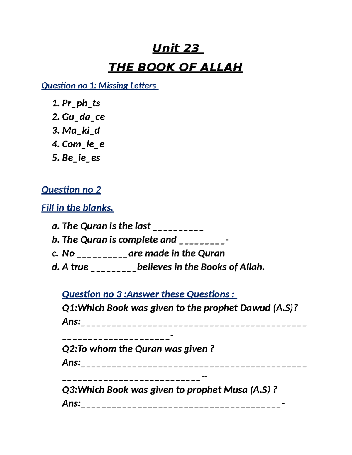Unit 23 Abdullah G1 - Its important to study - Unit 23 THE BOOK OF ...