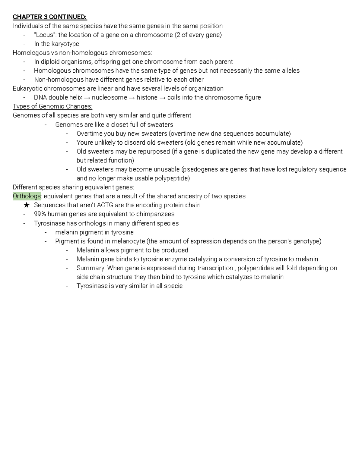 Genetics Lecture Notes - CHAPTER 3 CONTINUED: Individuals of the same ...