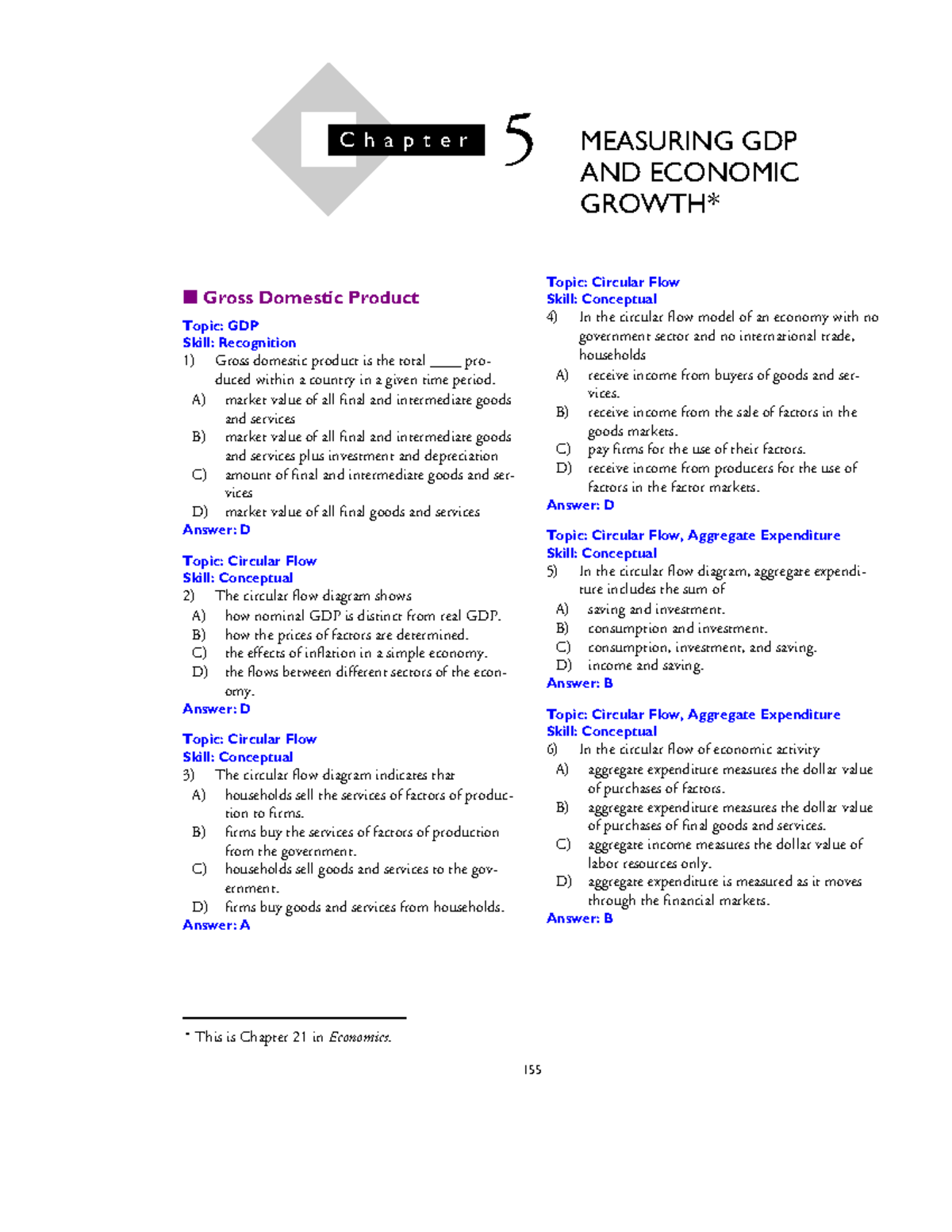 Chapter 21 working sheet - 155 5 MEASURING GDP AND ECONOMIC GROWTH ...