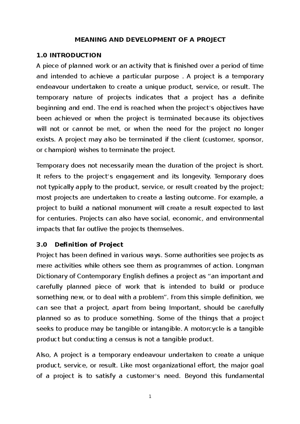 5. Meaning AND Development OF A Project - MEANING AND DEVELOPMENT OF A ...