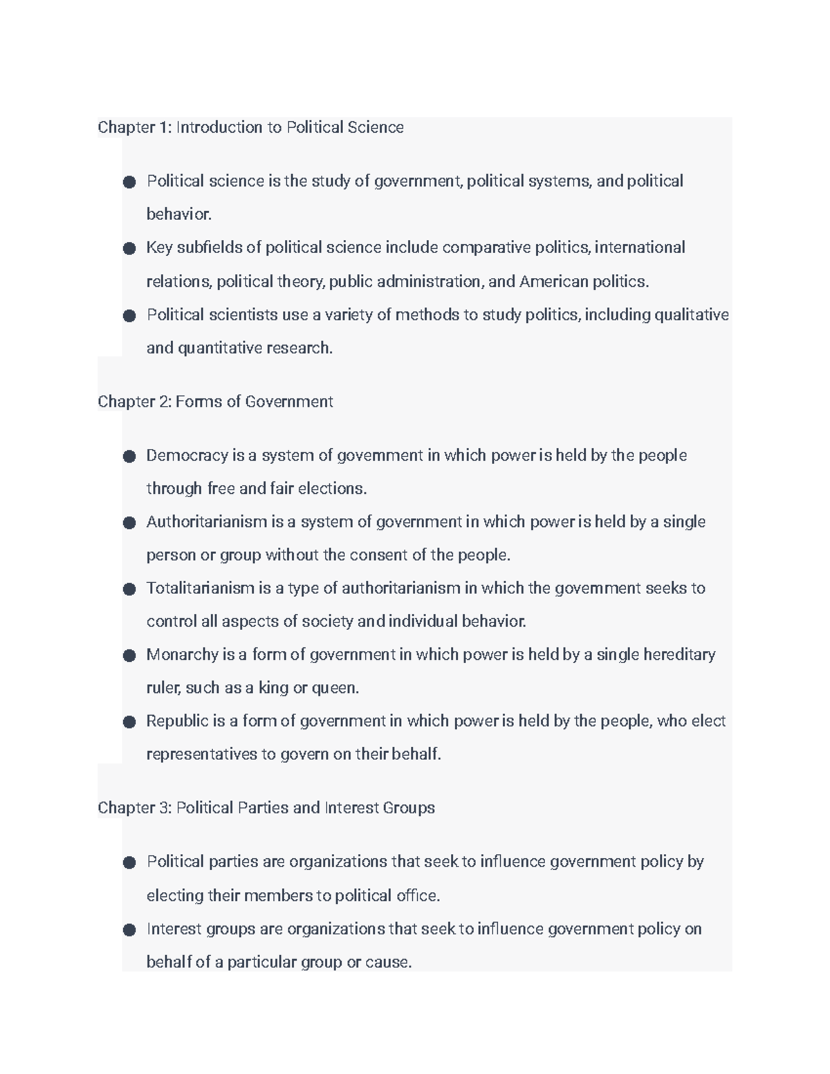 Political Science - Key subfields of political science include ...