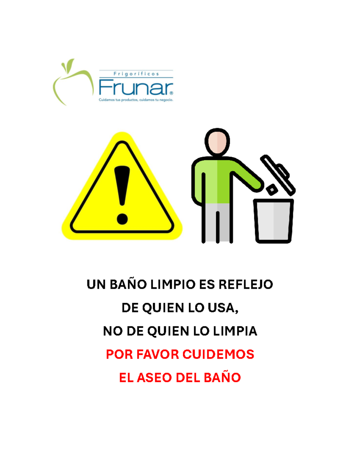 Letrero BAÑO - señaletica - control de gestion - UN BAÑO LIMPIO ES ...