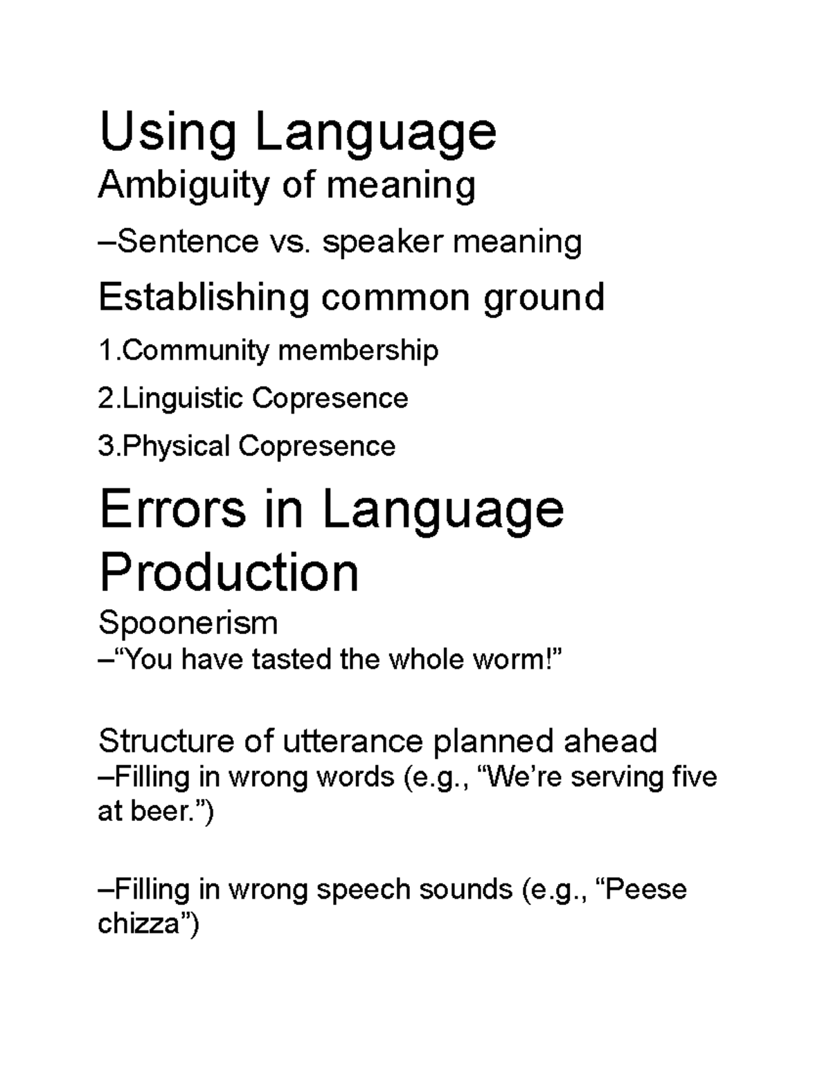 Language - chapter-7 - Using Language Ambiguity of meaning –Sentence vs ...