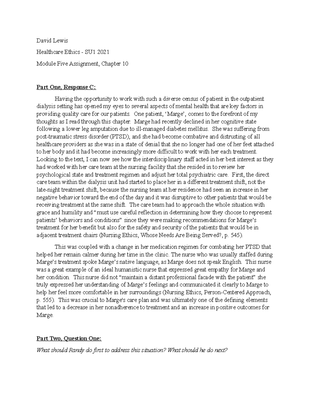 Module 5 Assignment (Chapter 10) - Lewis, David - ETH 1010 - Studocu