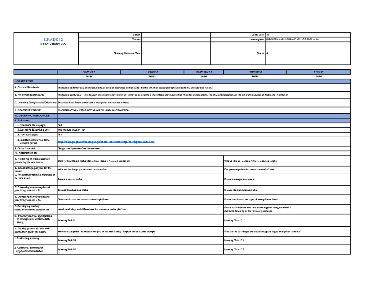 DLL G12 MIL 1 - J. Additional activities for application/remediation ...