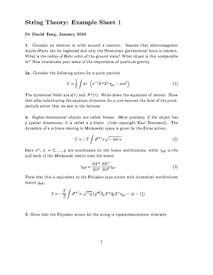 String Theory 2009-2010 Example Sheet 2 - Conformal Field Theory - String Theory: Example Sheet ...