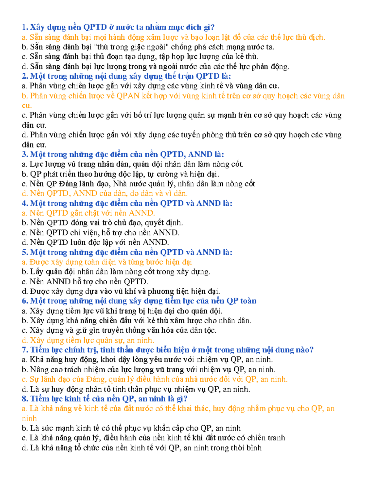 Trắc nghiệm GDQP 12 Bài 2. Một số hiểu biết về nền quốc phòng toàn dân, an ninh nhân dân-đã nén ...