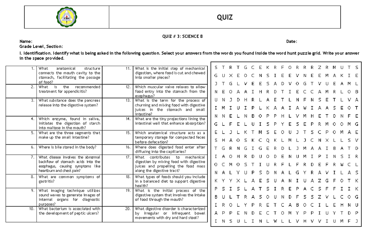 Science 8 Atom Reading Material - QUIZ # 3 : SCIENCE 8 Name: Date ...