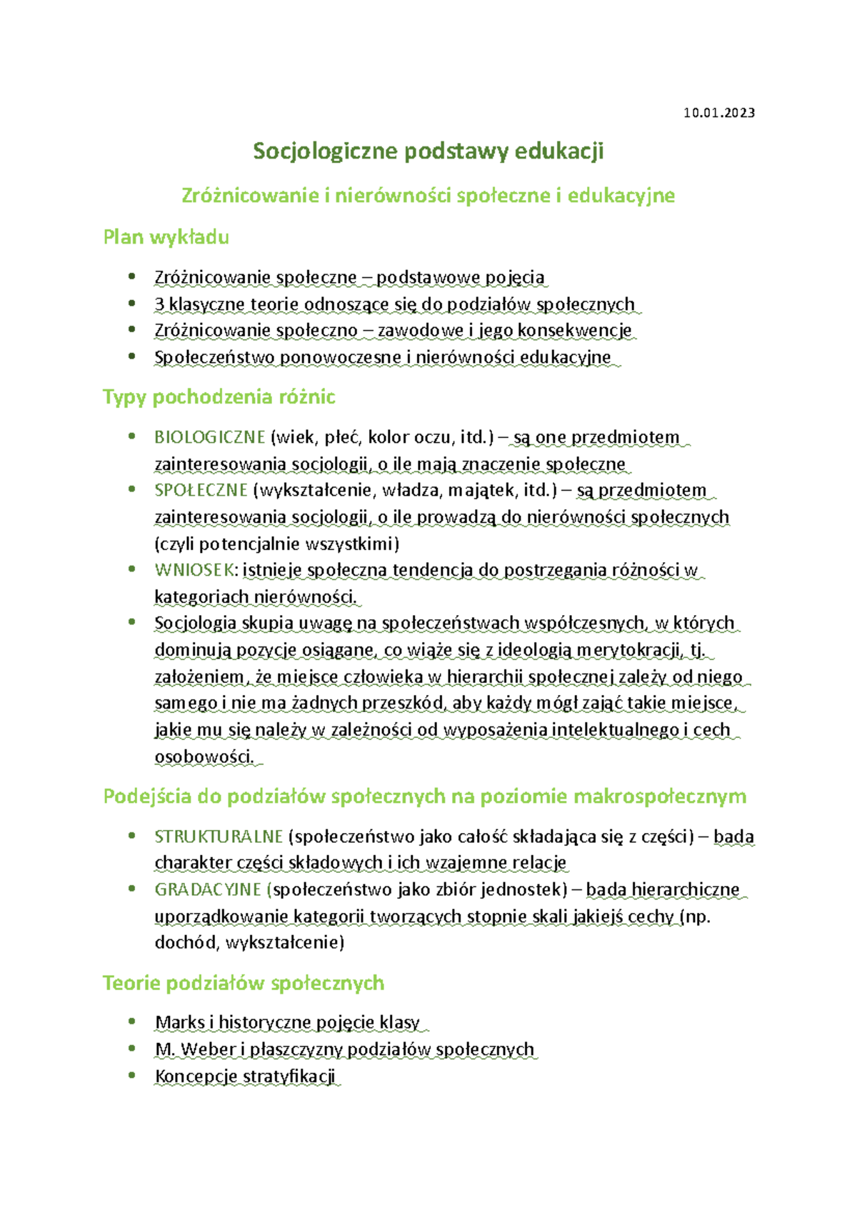 Socjologia-10 - wykład socjologia - Socjologiczne podstawy edukacji Zróżnicowanie i nierówności ...