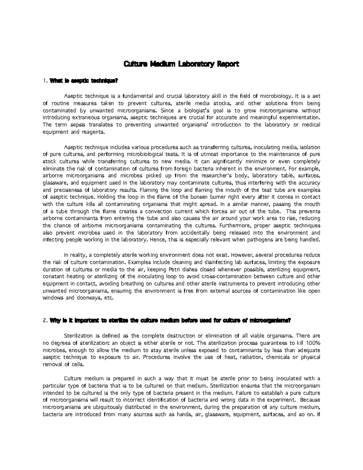 Culture Medium Lab Report - Arreglado, Loraine Shaine B. Culture Medium ...
