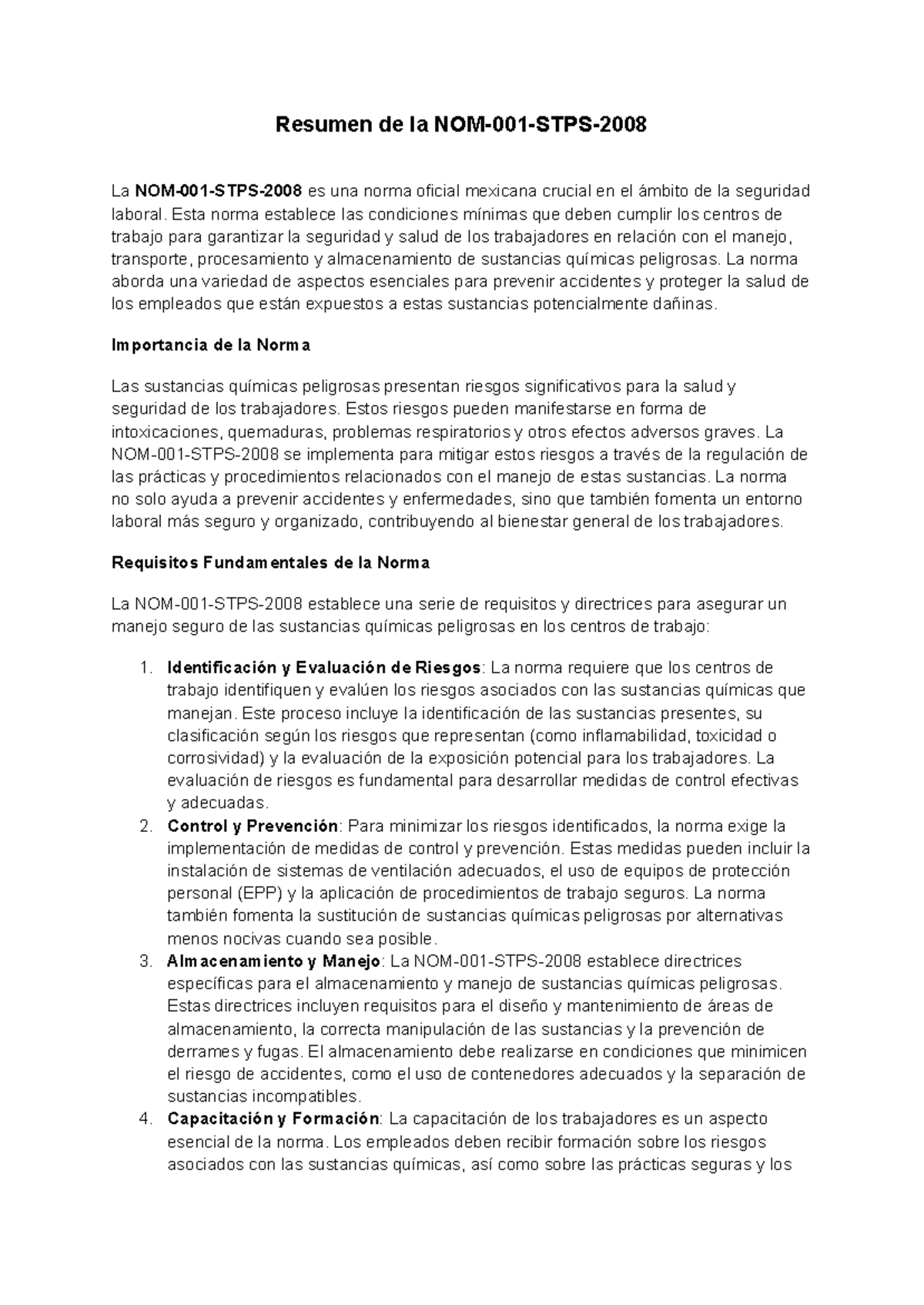 Resumen NOM-001-STPS-2008 - Resumen de la NOM-001-STPS- La NOM-001-STPS ...