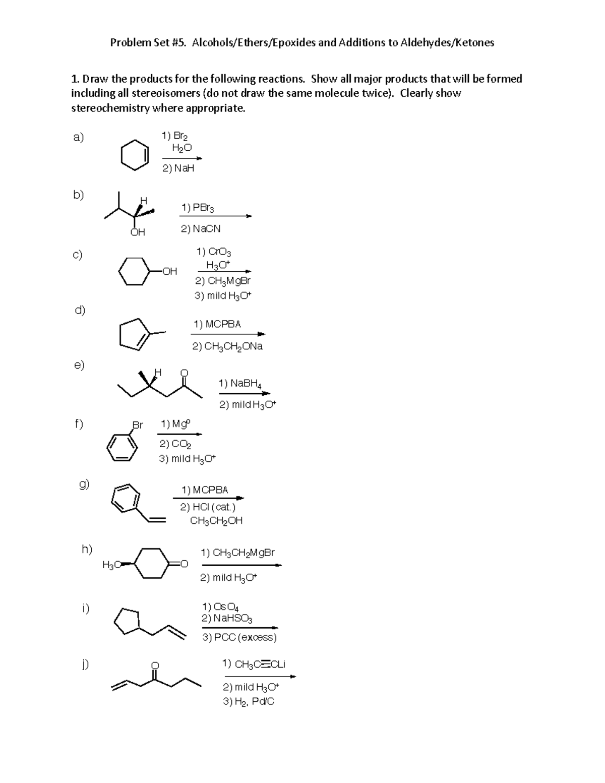 Prob set 05- organic chemistry 203 - Problem Set #5. Alcohols/Ethers ...
