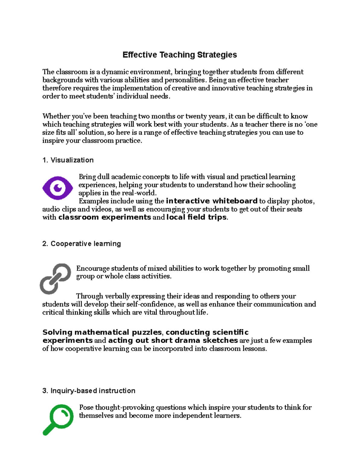 Effective Teaching Strategies - Being an effective teacher therefore ...