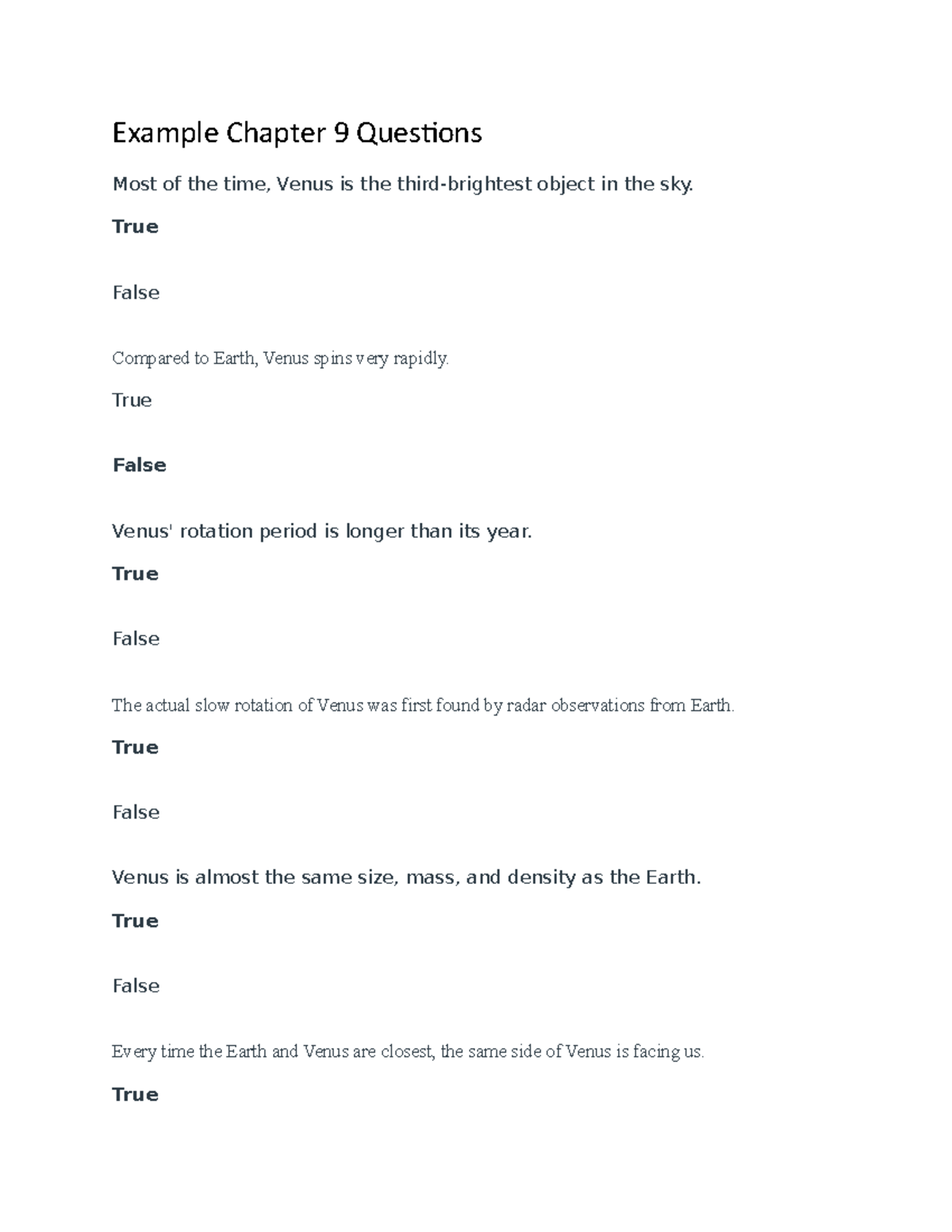 Example Chapter 9 Questions - Example Chapter 9 Questions Most of the ...