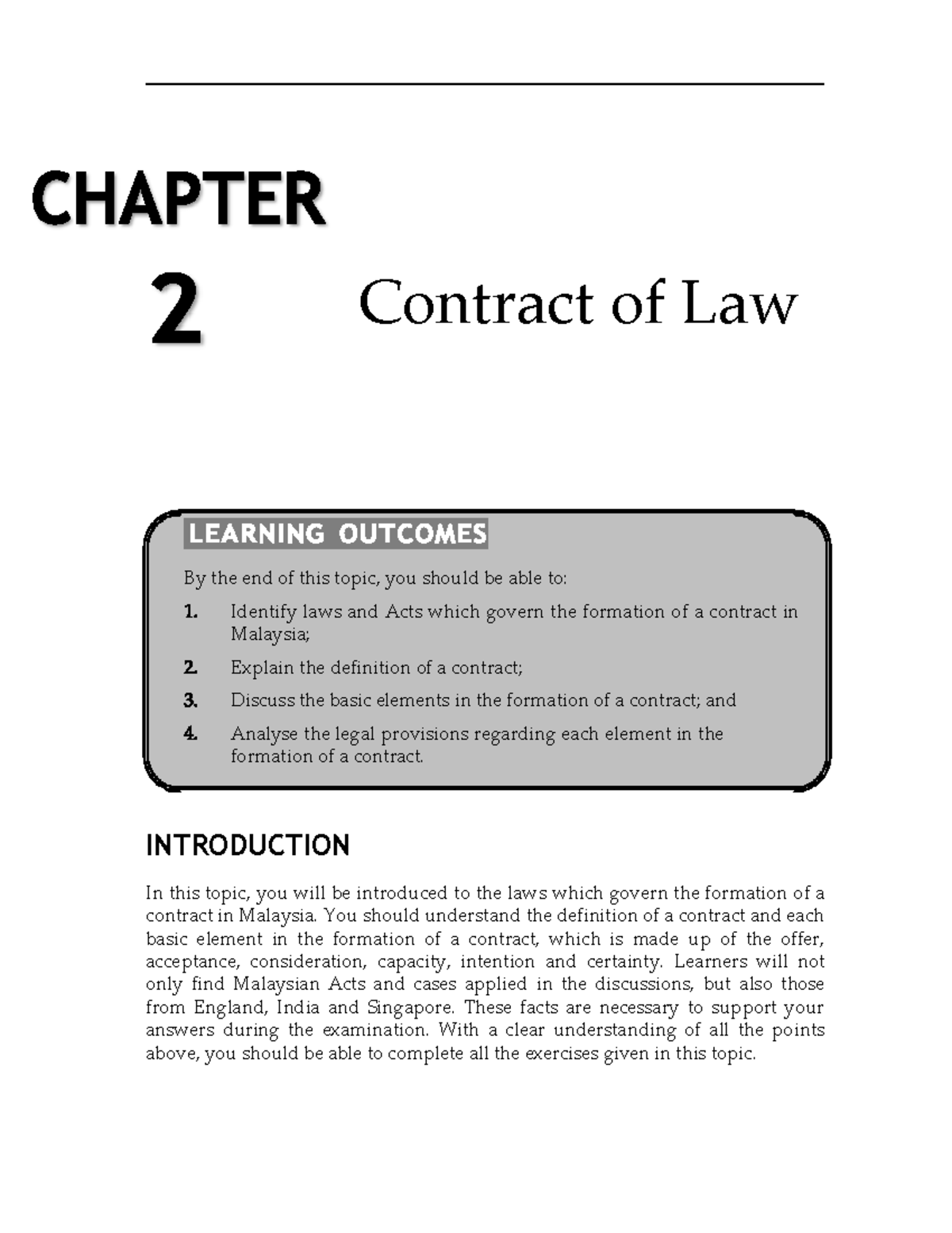 Chapter 2 - LAW OF Contract (PART1) - Contract of Law INTRODUCTION In ...