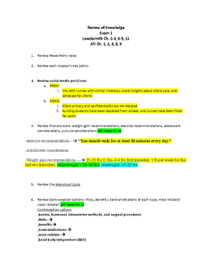Exam 3 Review of Knowledge - Review of Knowledge Exam 3 Lowdermilk Ch. 20- 1. Review all key ...