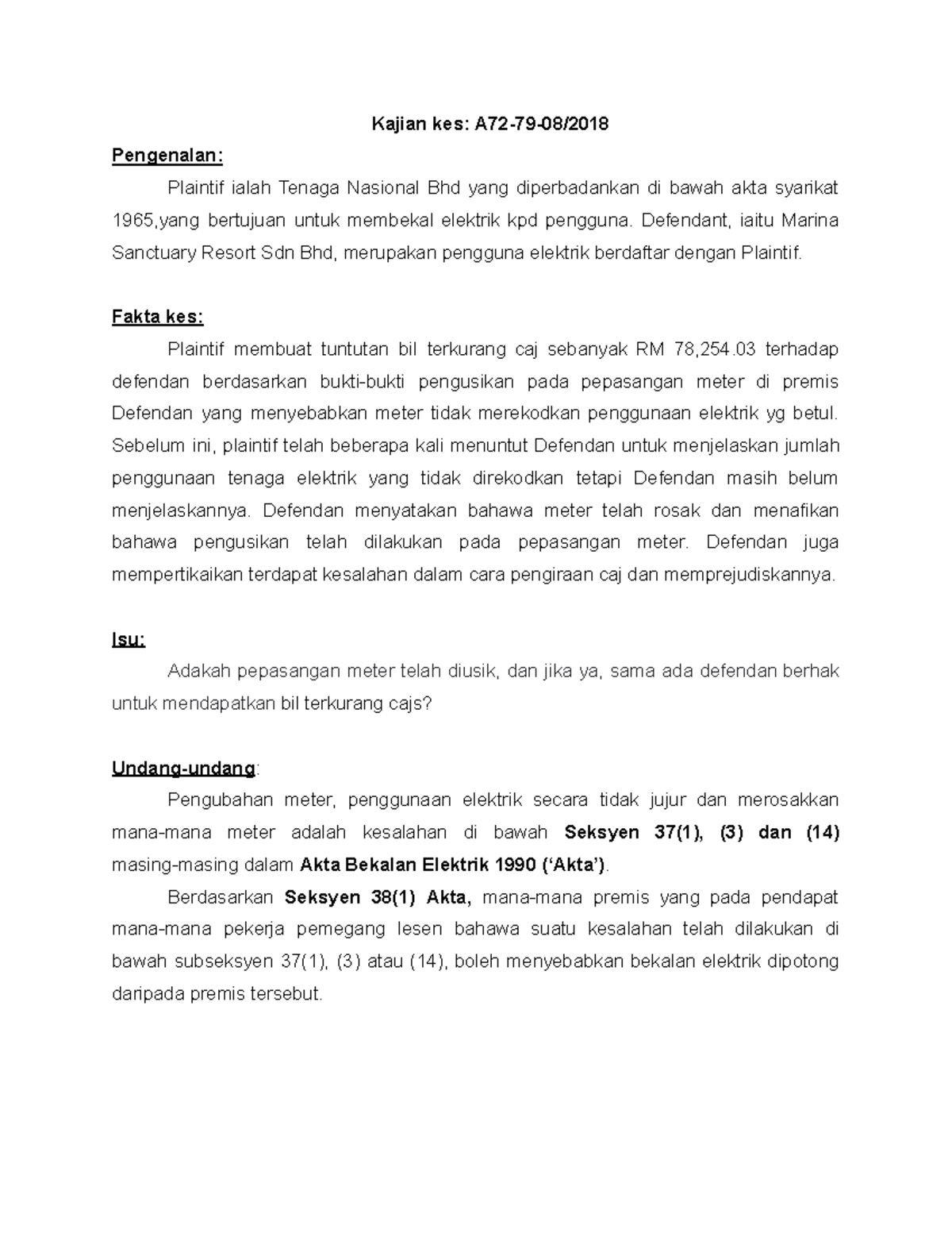 Kajian kes intern 1 - case study - Kajian kes: A72-79-08/ Pengenalan ...