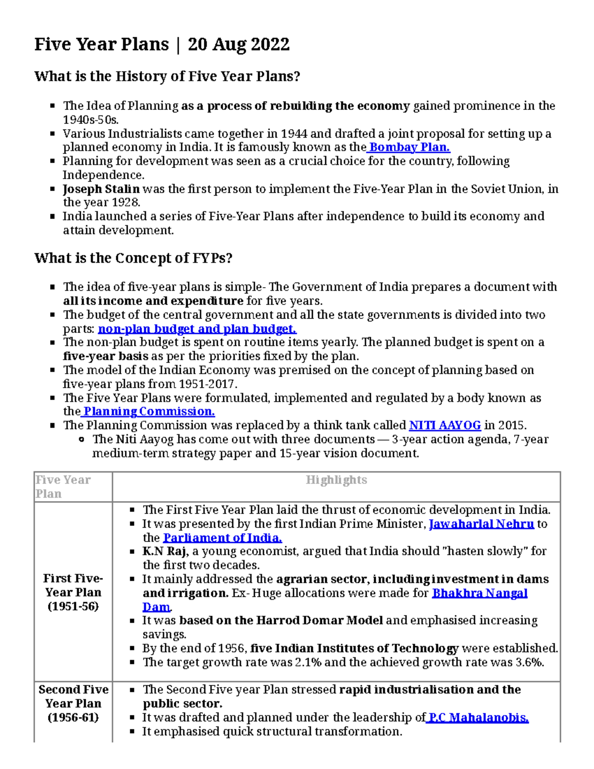 Five Year Plan Good Source Five Year Plans 20 Aug 2022 What Is