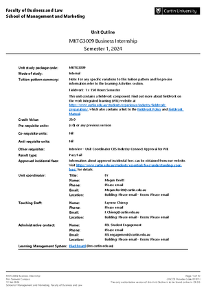 FNCE3000 Corporate Finance Semester 1 2024 Miri Sarawak Campus INT - Unit study package code ...