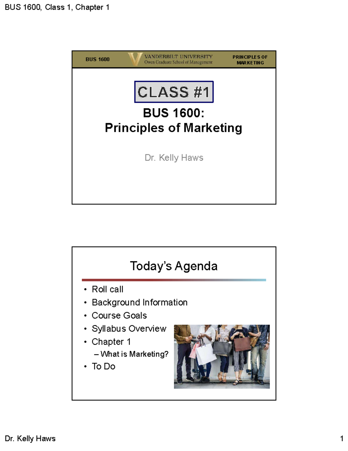 Class 1 Notes 2023S1 - course note - BUS 1600: Principles of Marketing ...