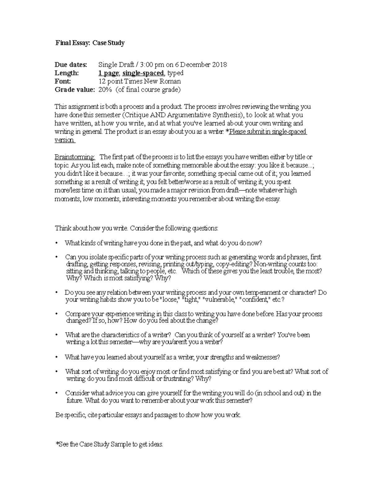 Case Study Info Sheet LIB111 - Final Essay: Case Study Due dates ...