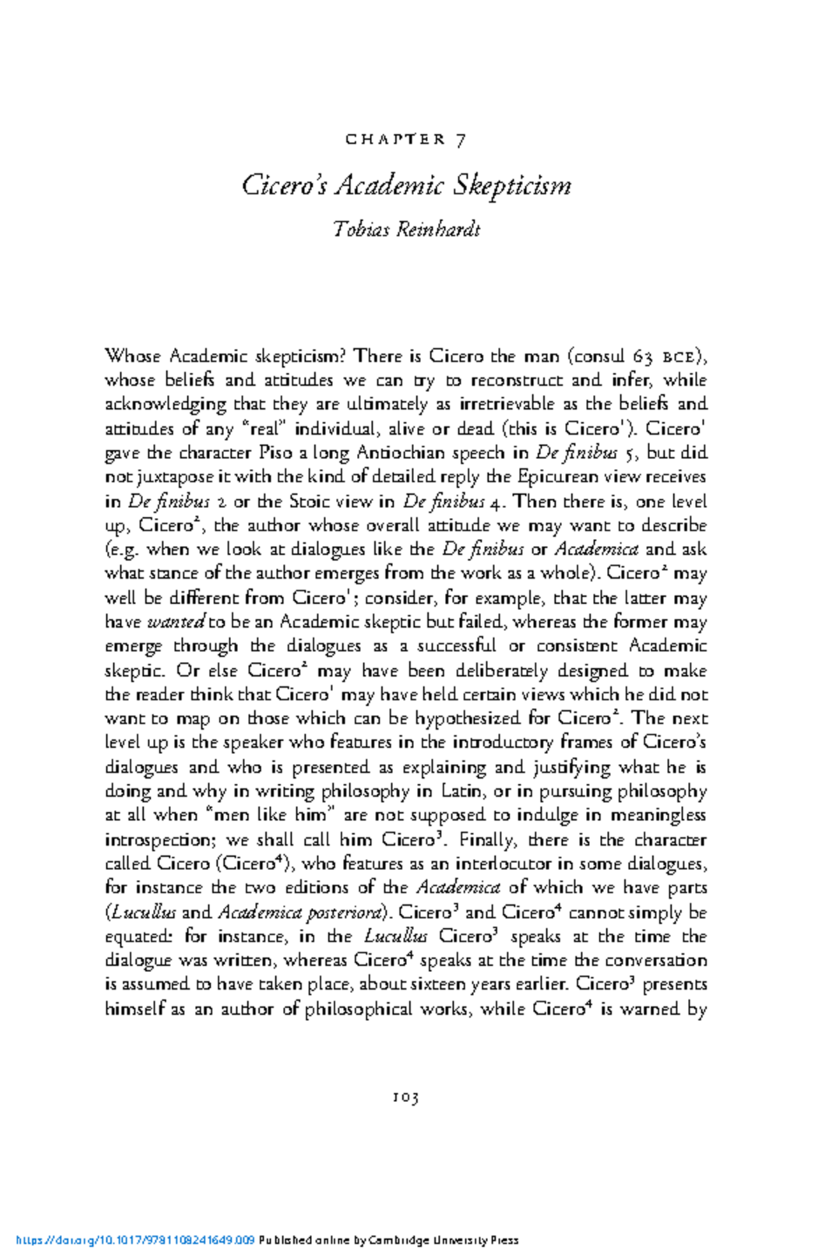 Tobias Reinhardt - Cicero’s Academic Skepticism Tobias Reinhardt Whose ...
