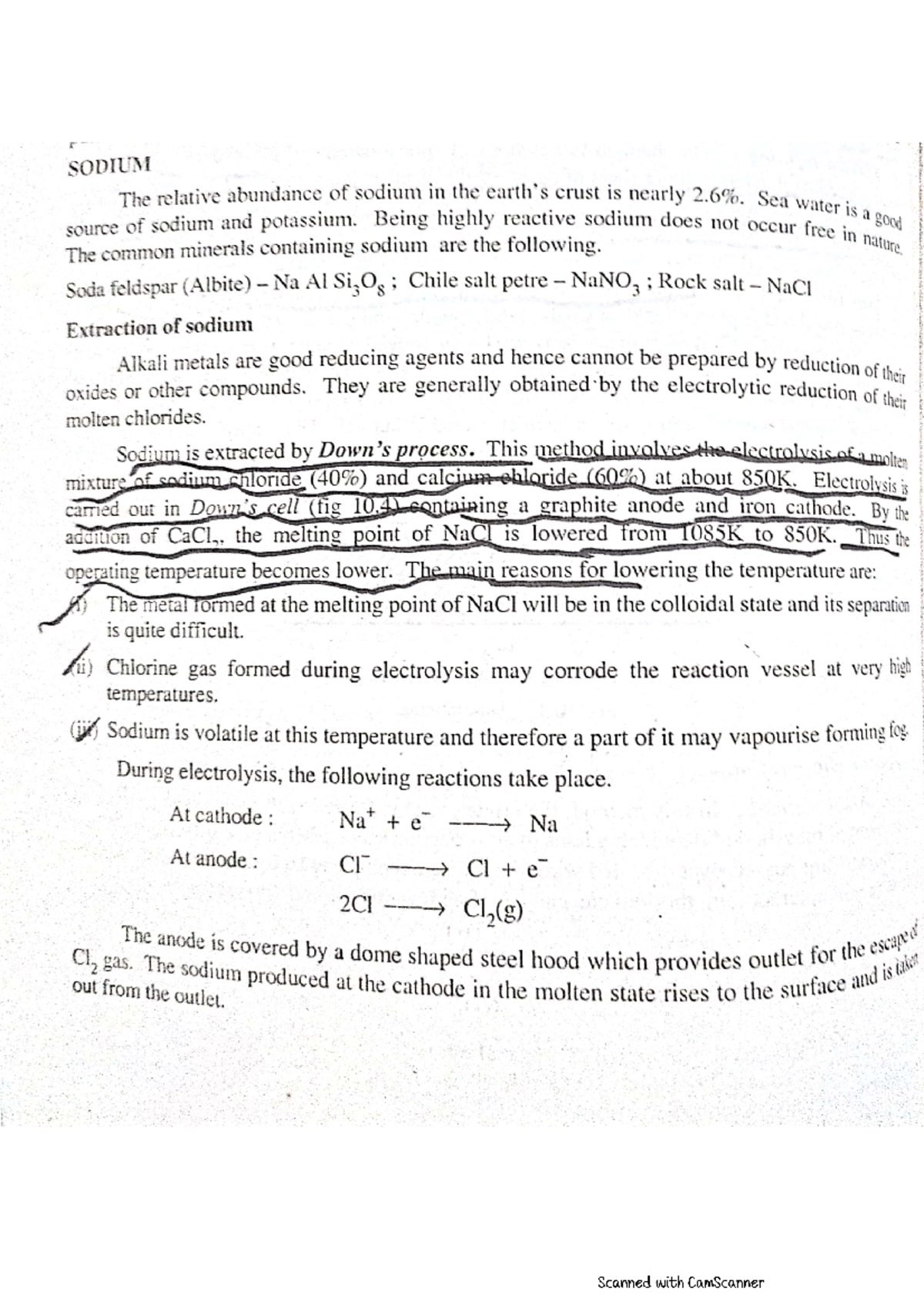 Sodium-extraction of sodium with diagram and formulas - Chemistry - Studocu