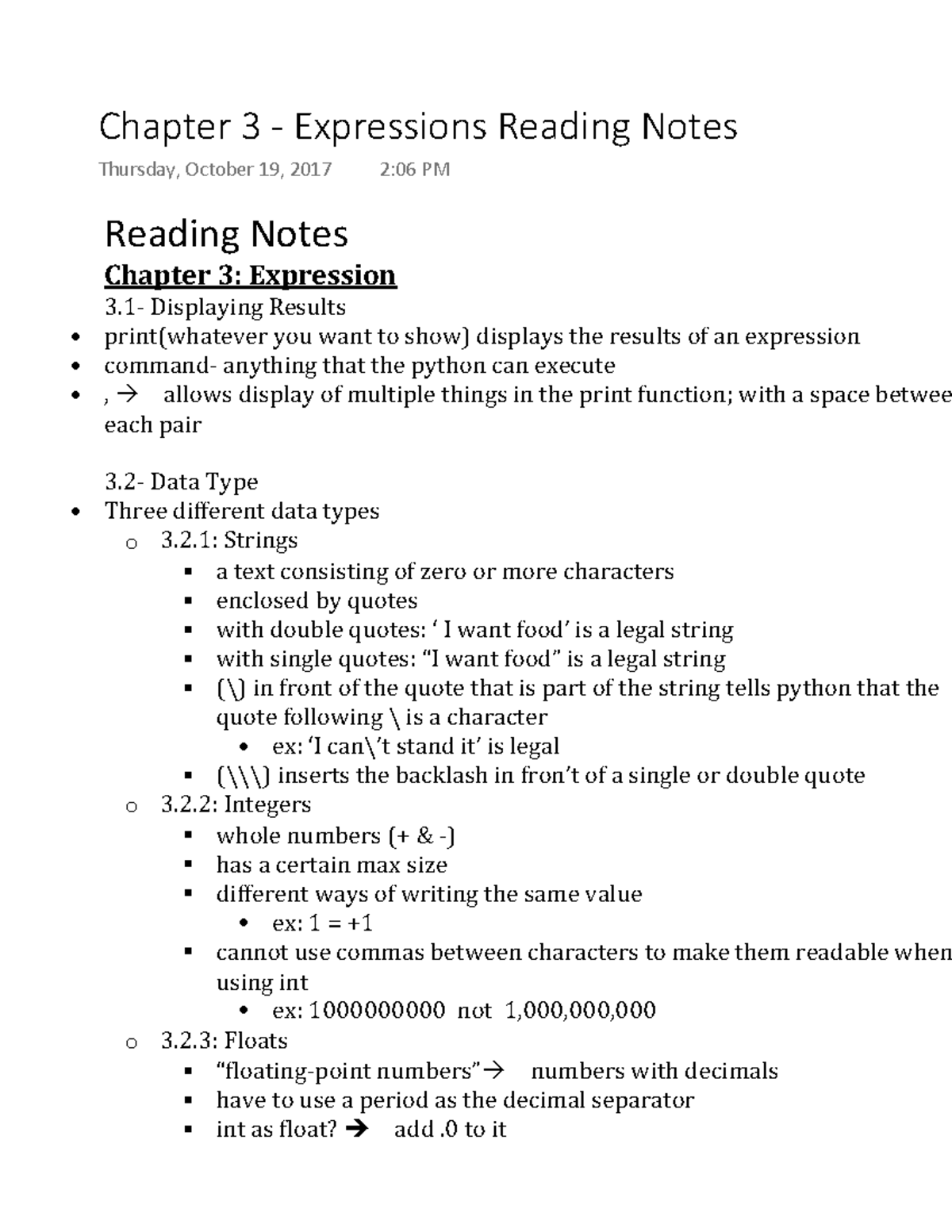 Chapter 3 - Expressions Reading Notes - Reading Notes Chapter 3 ...