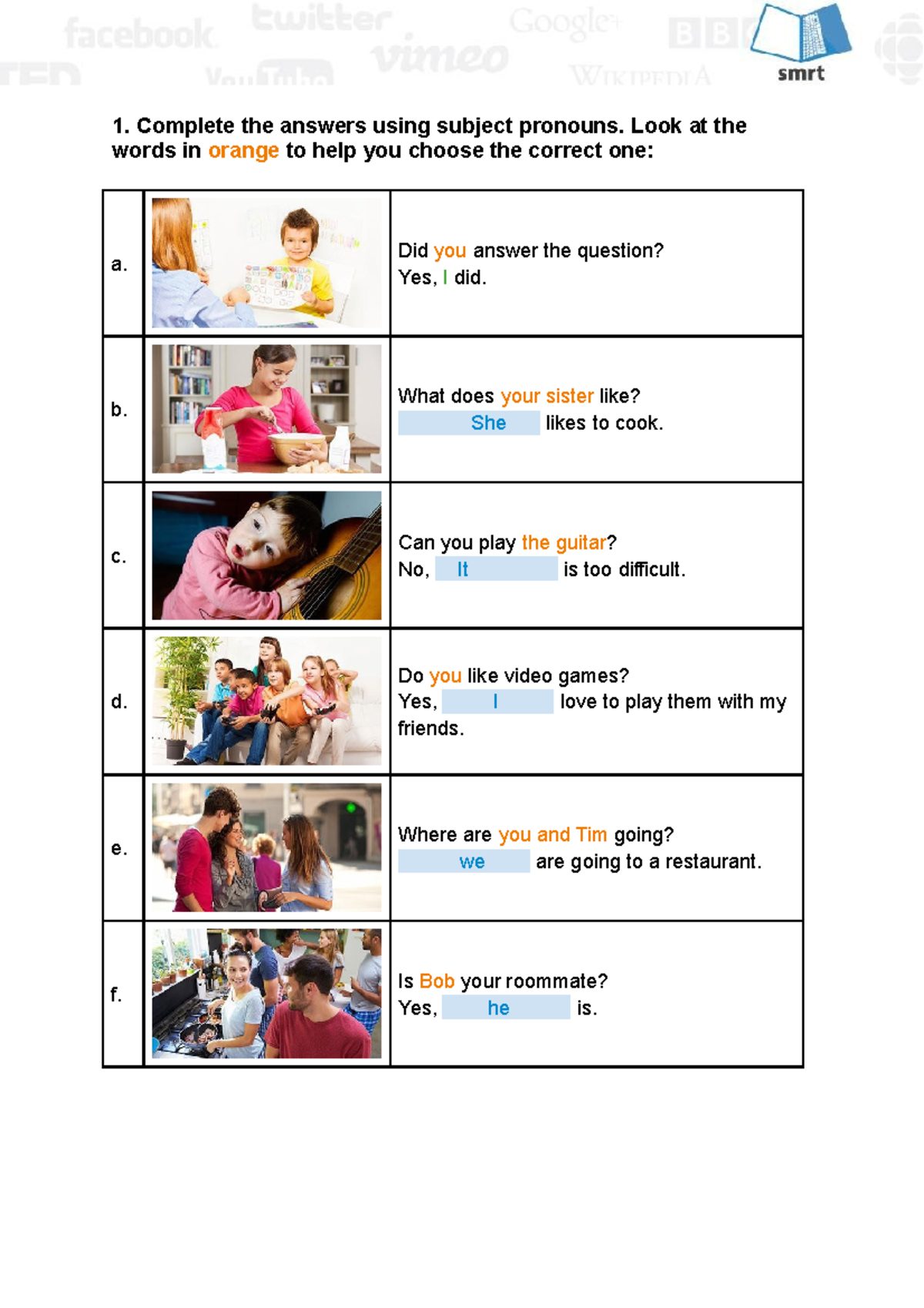 Engl115-grammar-1-1-subject-object-pronouns compress - 1. Complete the ...