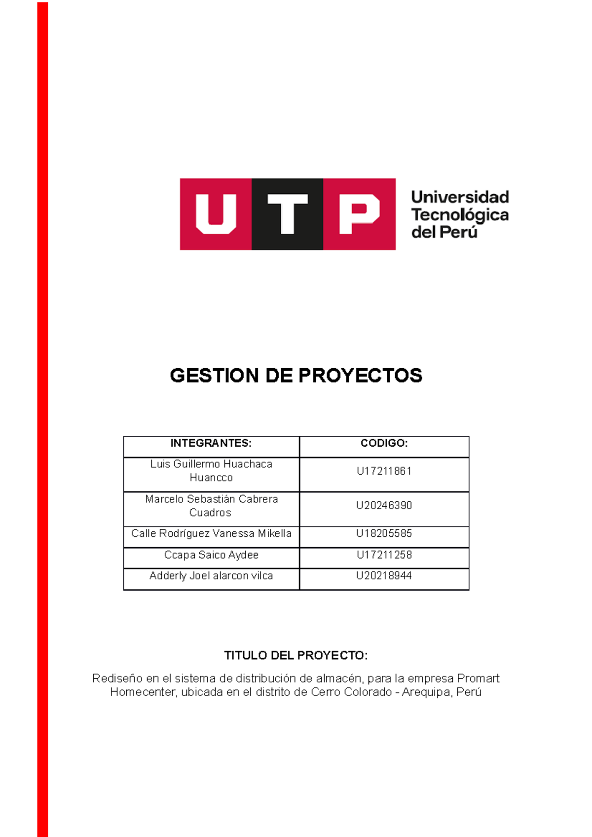 Avance 2Gestionde Proyectos - GESTION DE PROYECTOS TITULO DEL PROYECTO ...