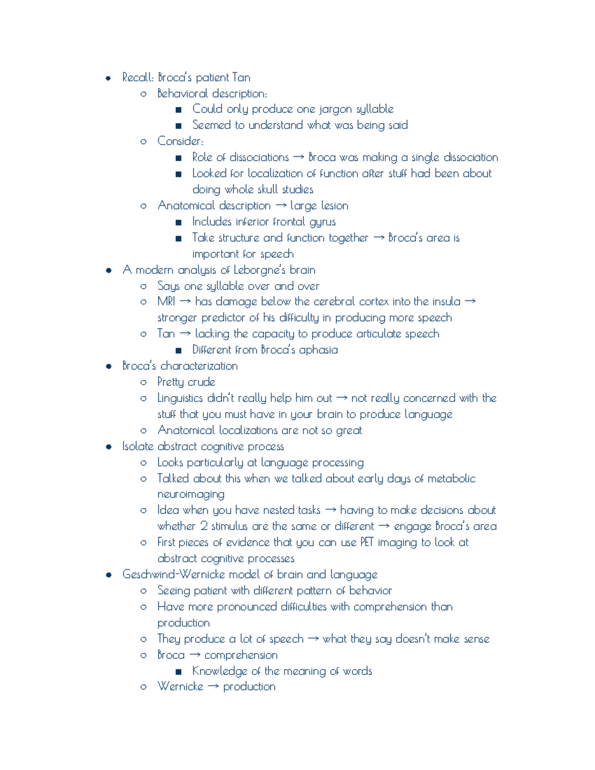 Psych Cognitive Neuroscience of Language - Recall: Broca’s patient Tan ...