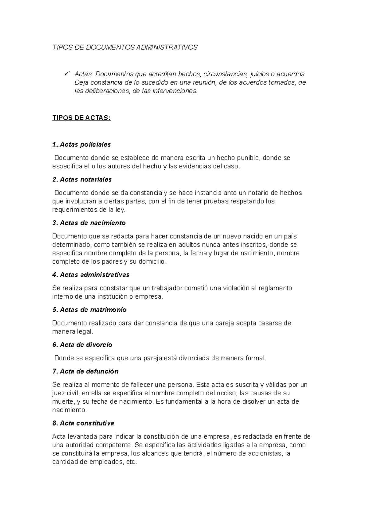 Tipos de documentos administrativos-3 - TIPOS DE DOCUMENTOS ADMINISTRATIVOS Actas: Documentos ...