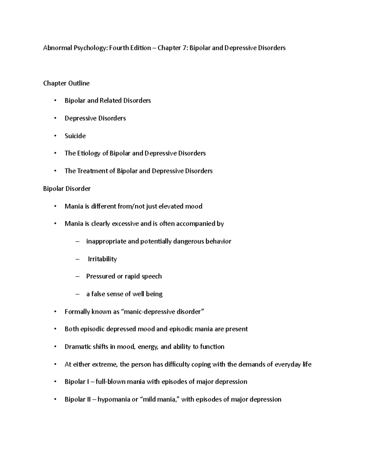 Chapter 7 Handout - Summary Abnormal Psychology - Abnormal Psychology ...